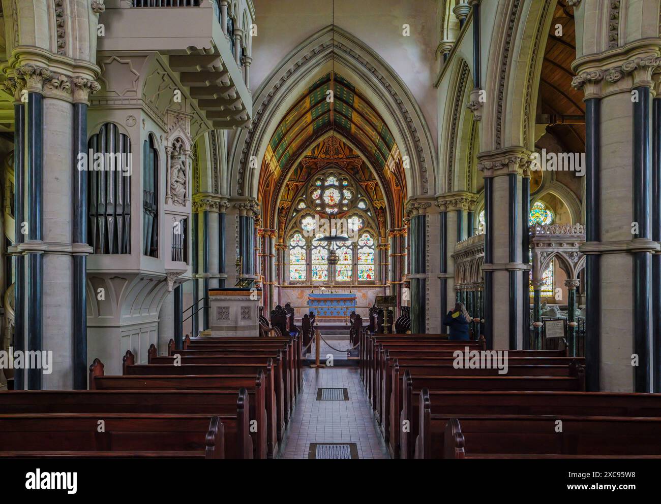 St Mary's church interior on the Studley Royal estate at Ripon, North ...
