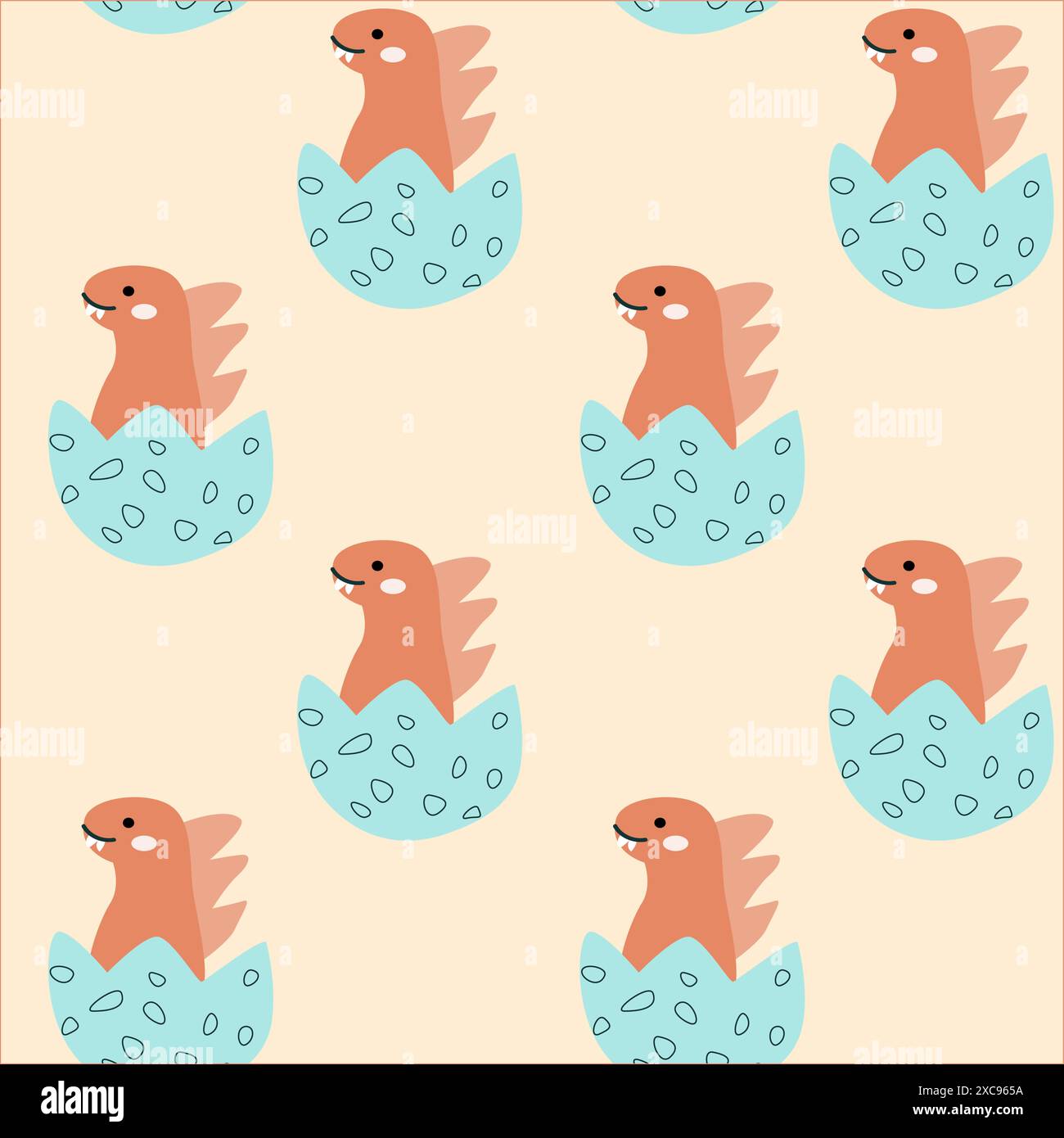 Childrens cute animals pattern - doodle baby dinosaur seamless ...