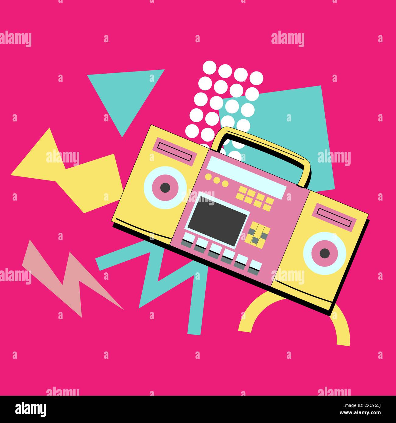 90s music background. Retro disco banner with y2k or 00s elements. Game ...