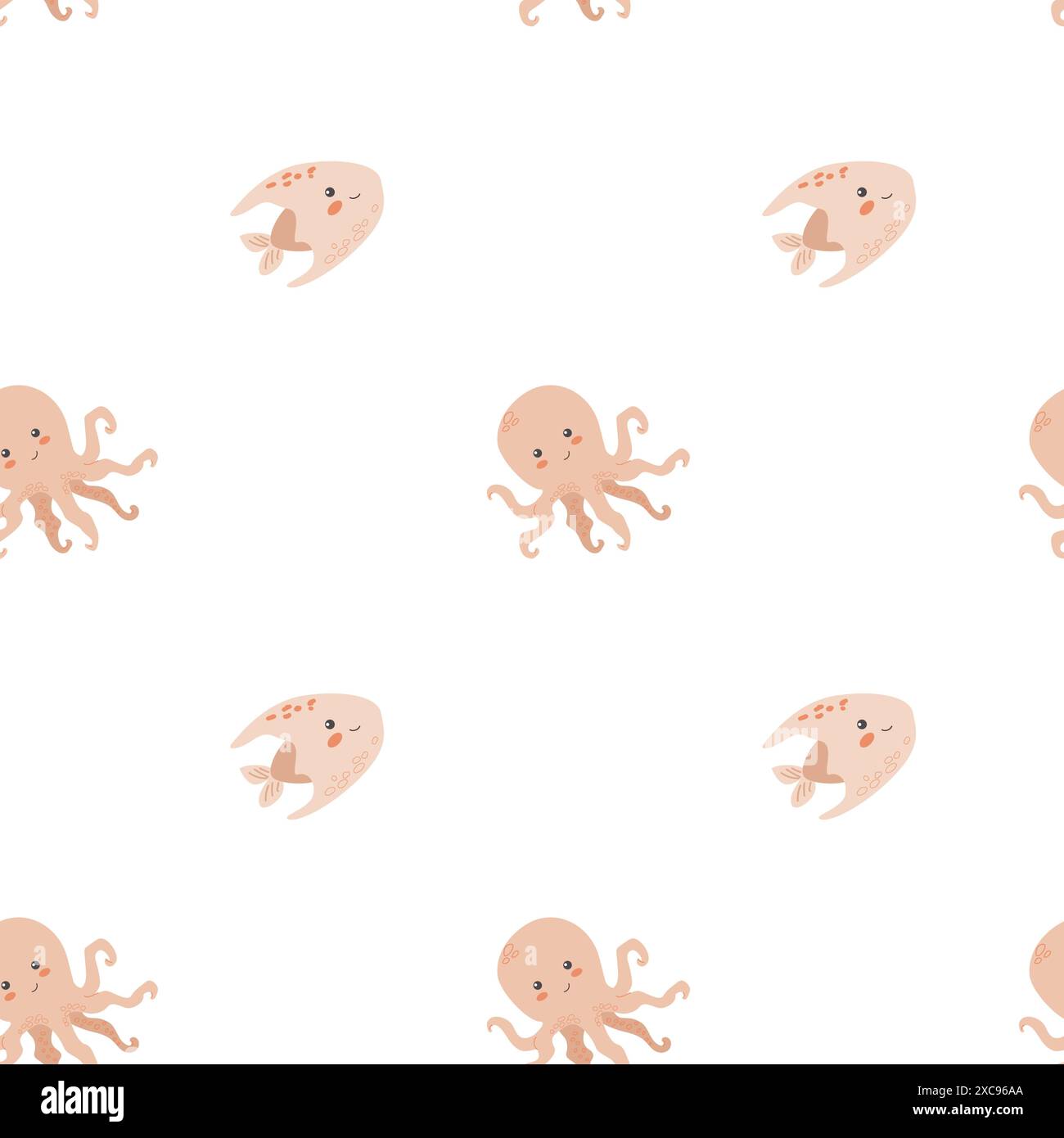 Childrens sea animals pattern, childish ocean marine life seamless ...