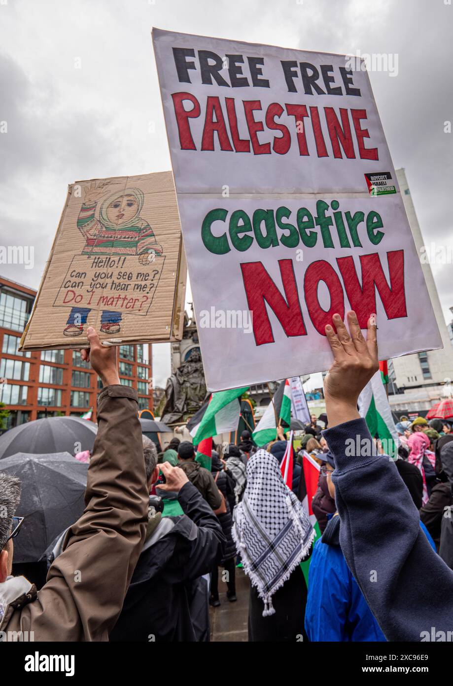 Manchester, UK. 15th June 2024. Free free Palestine and ceasefire now ...