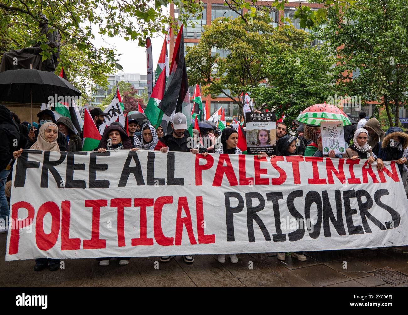 Manchester, UK. 15th June 2024. Free Palestinian political prisoners ...
