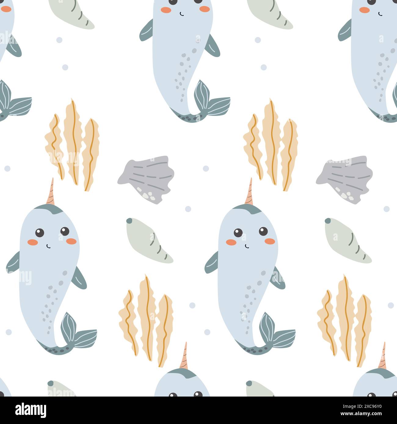 Childrens sea animals pattern, childish ocean marine life seamless ...