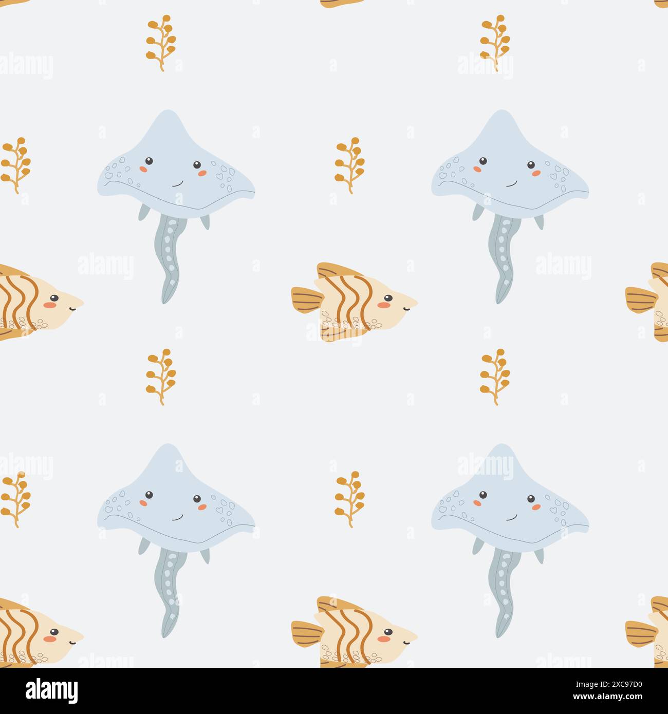 Childrens sea animals pattern, childish ocean marine life seamless ...