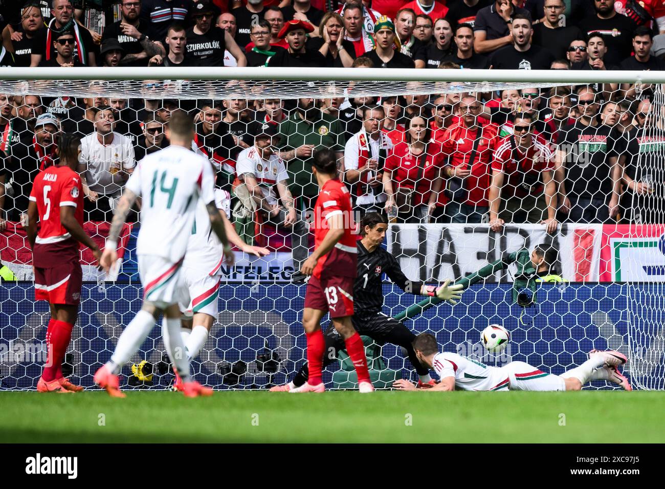 Cologne, Germany. 15 June 2024. Barnabas Varga of Hungary scores a goal ...