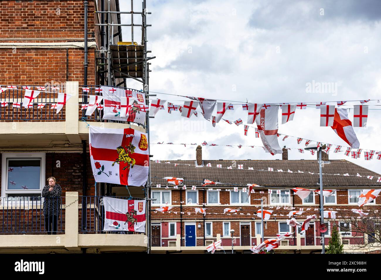 A general view of flags at the Kirby Estate, London. England will begin ...