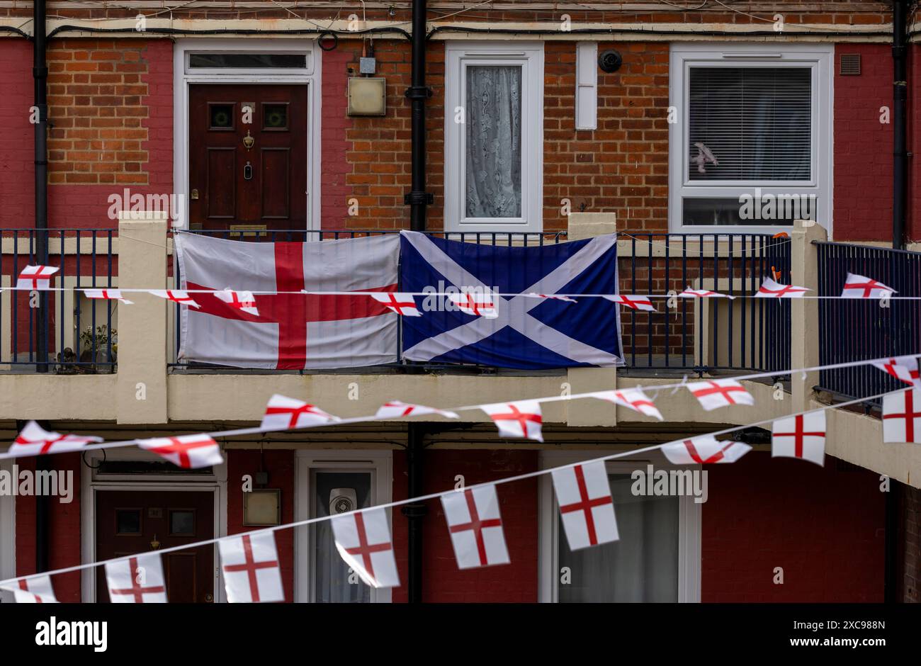 A general view of flags at the Kirby Estate, London. England will begin ...