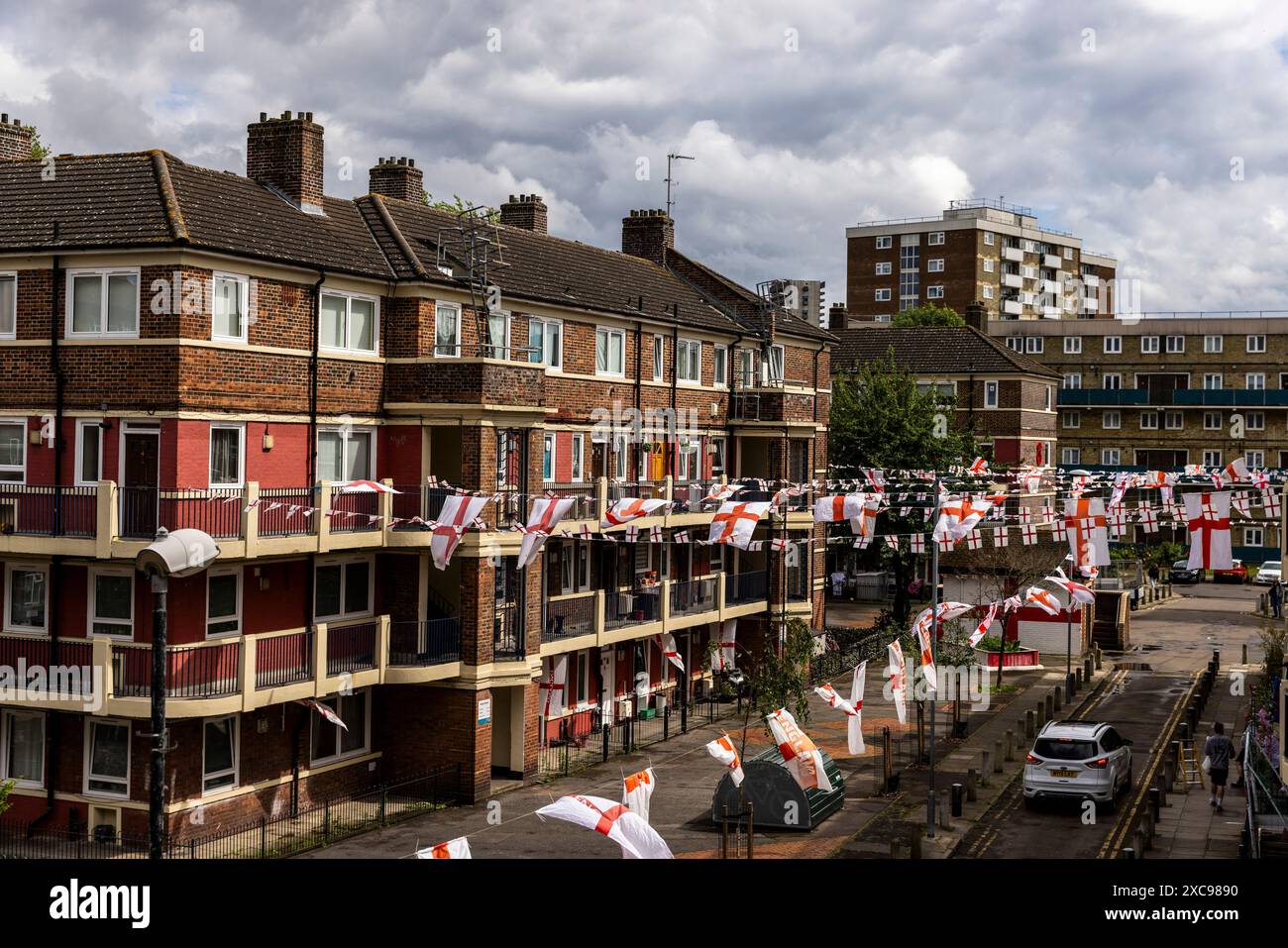 A general view of flags at the Kirby Estate, London. England will begin ...