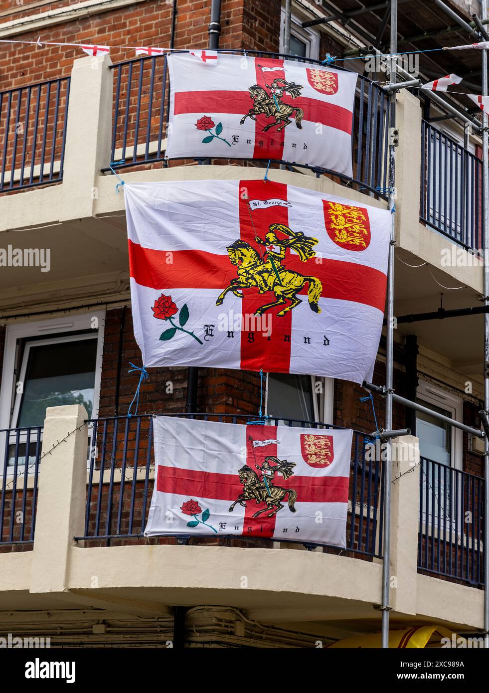 A general view of flags at the Kirby Estate, London. England will begin ...
