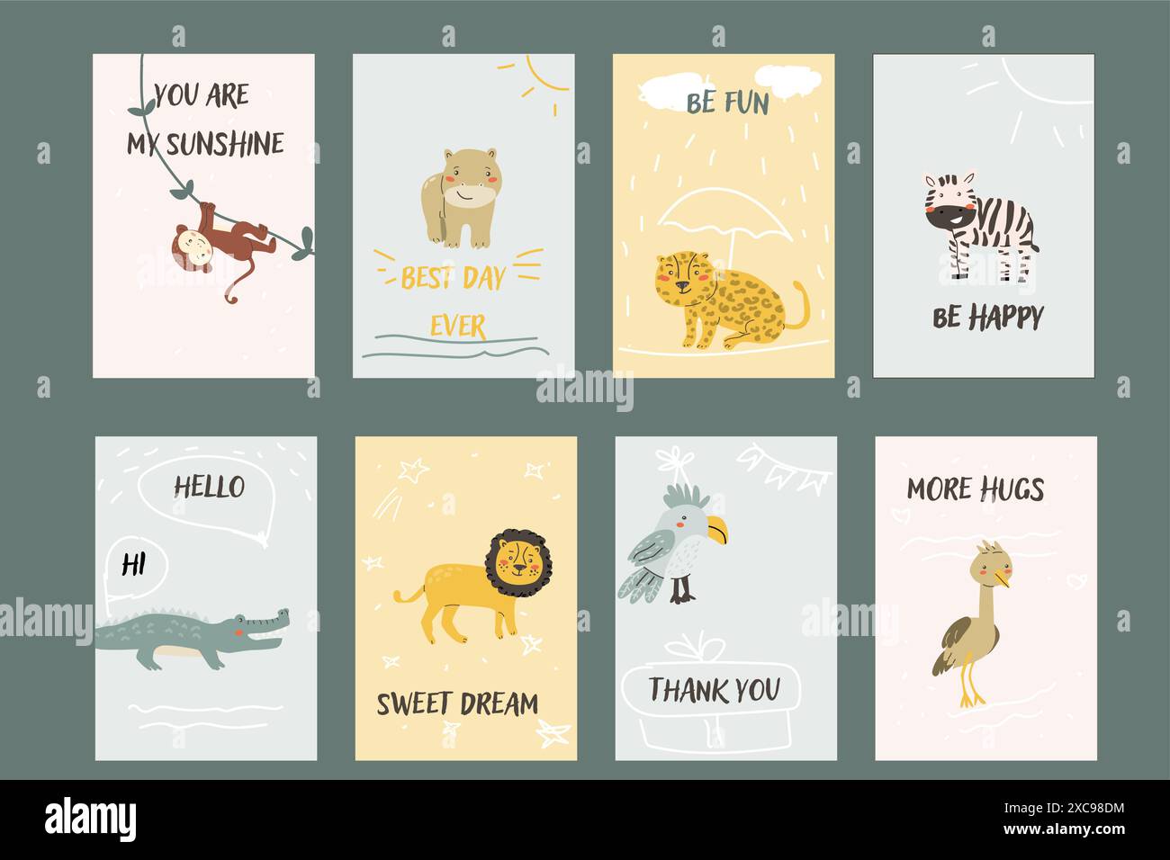 Childrens animals posters set. Nursery design. Cute baby african ...