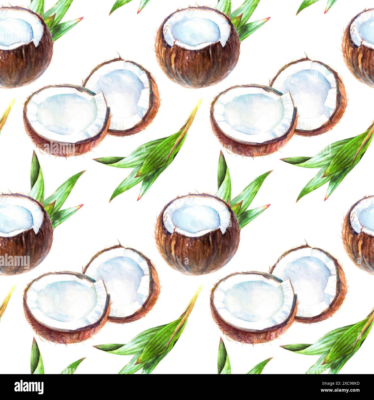Design a seamless pattern with tropical coconut and palm leaf, perfect ...