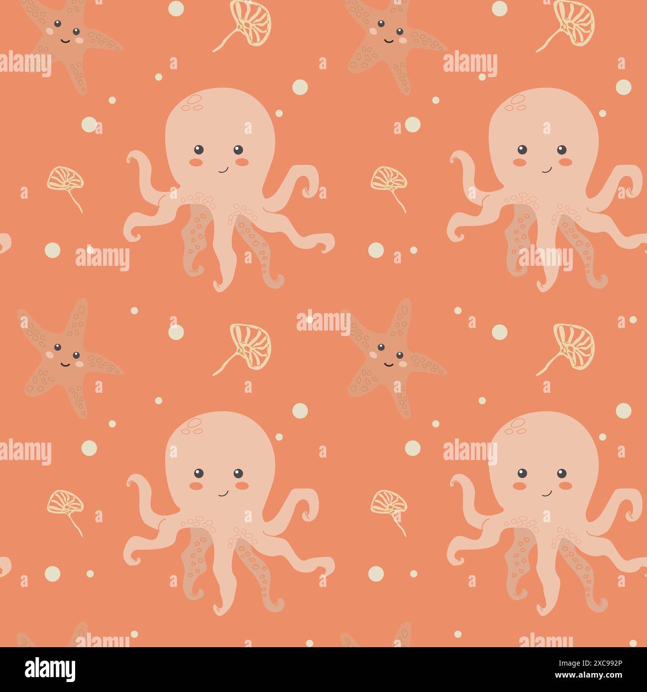 Childrens sea animals pattern, childish ocean marine life seamless ...