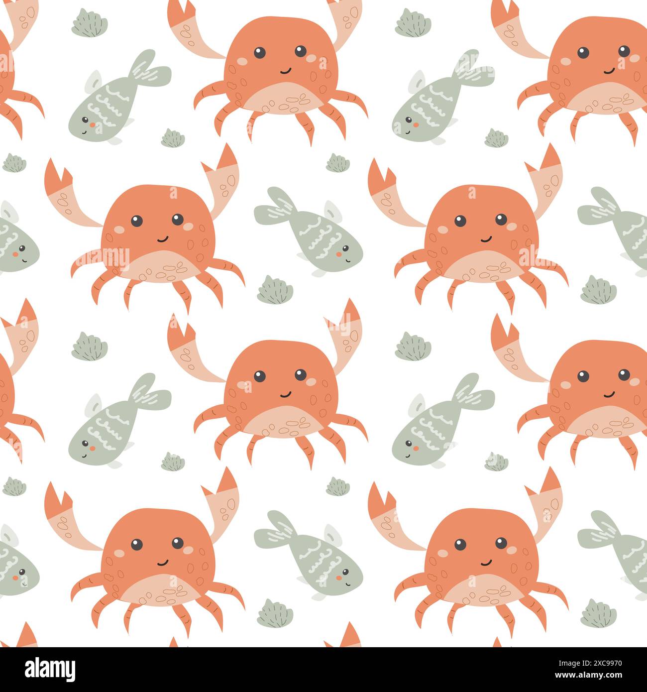 Childrens sea animals pattern, childish ocean marine life seamless ...