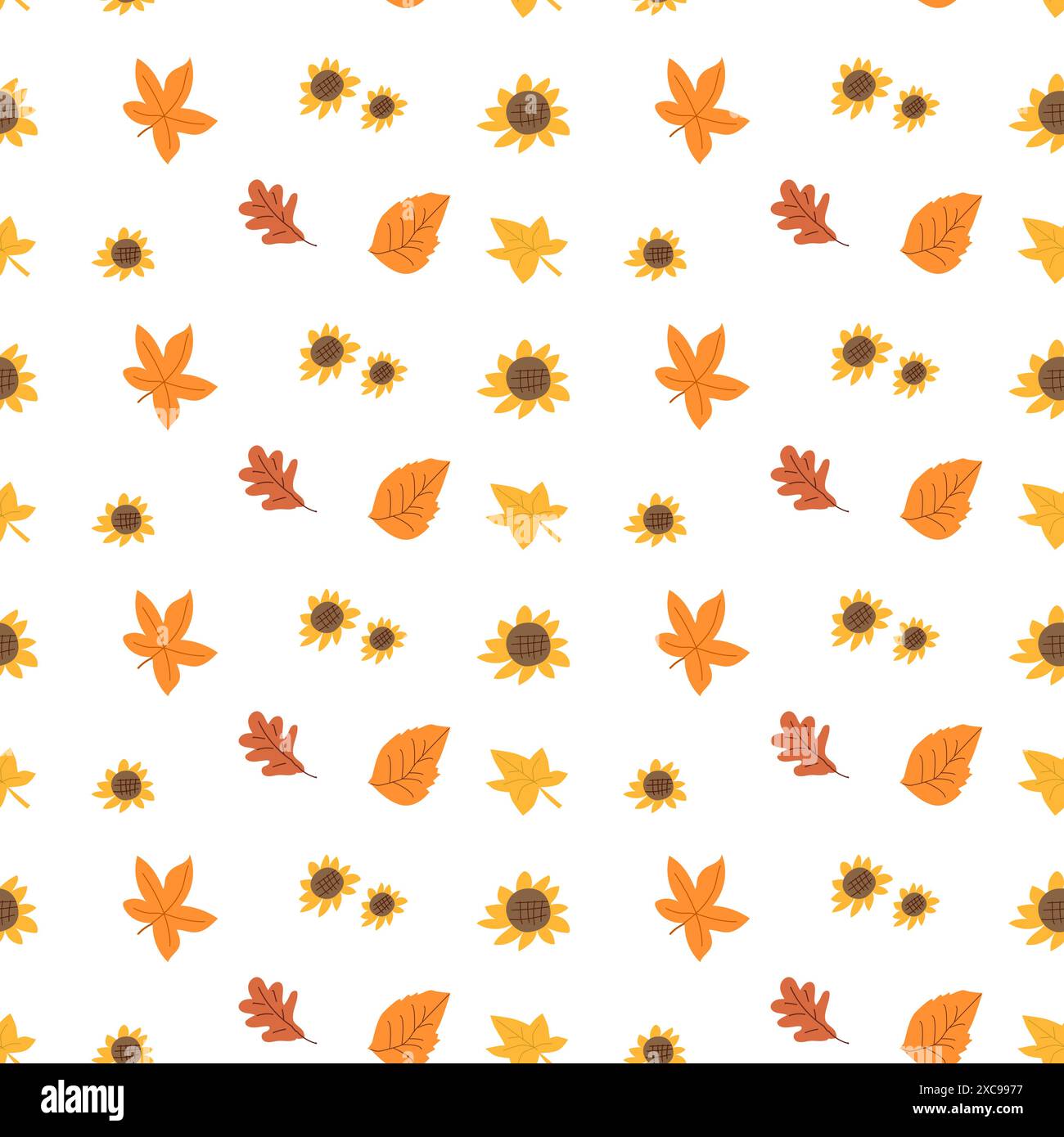 Fall thanksgiving pattern with autumn leaves and plants, animals. Cute ...