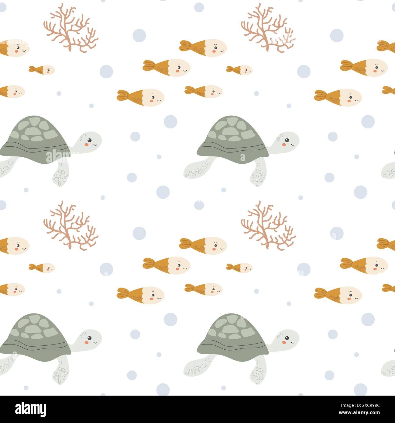 Childrens sea animals pattern, childish ocean marine life seamless ...