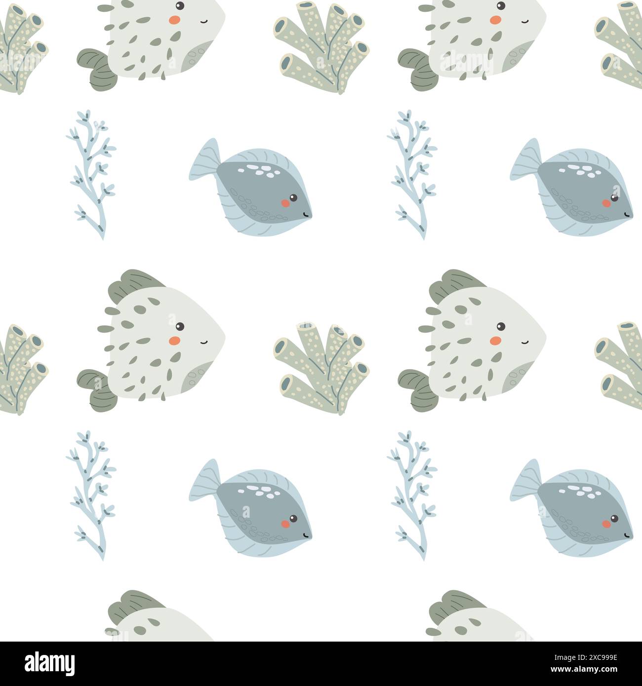 Childrens sea animals pattern, childish ocean marine life seamless ...