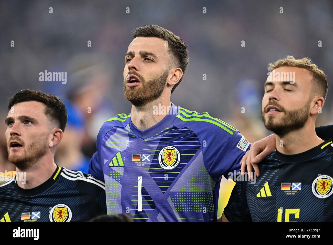 MUNICH, GERMANY - JUNE 14: Andrew Robertson, Angus Gunn, Ryan Porteous ...
