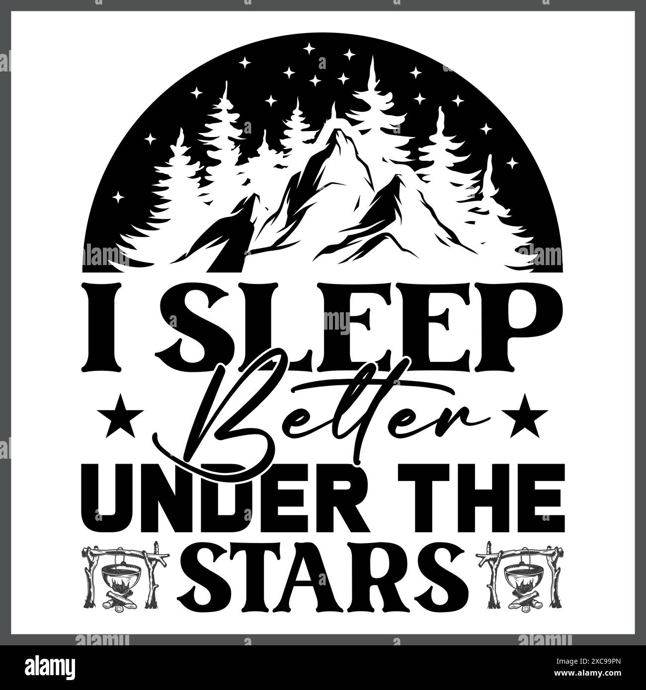 Camping Typography T-Shirt Design Outdoor Adventure Inspirational Concept Stock Vector Image ...