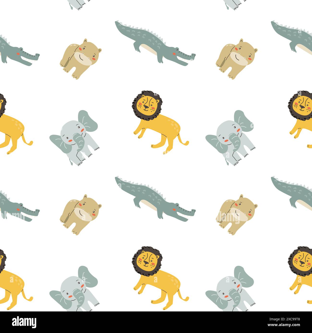 Childrens animals pattern, cute african jungle and tropical animal ...