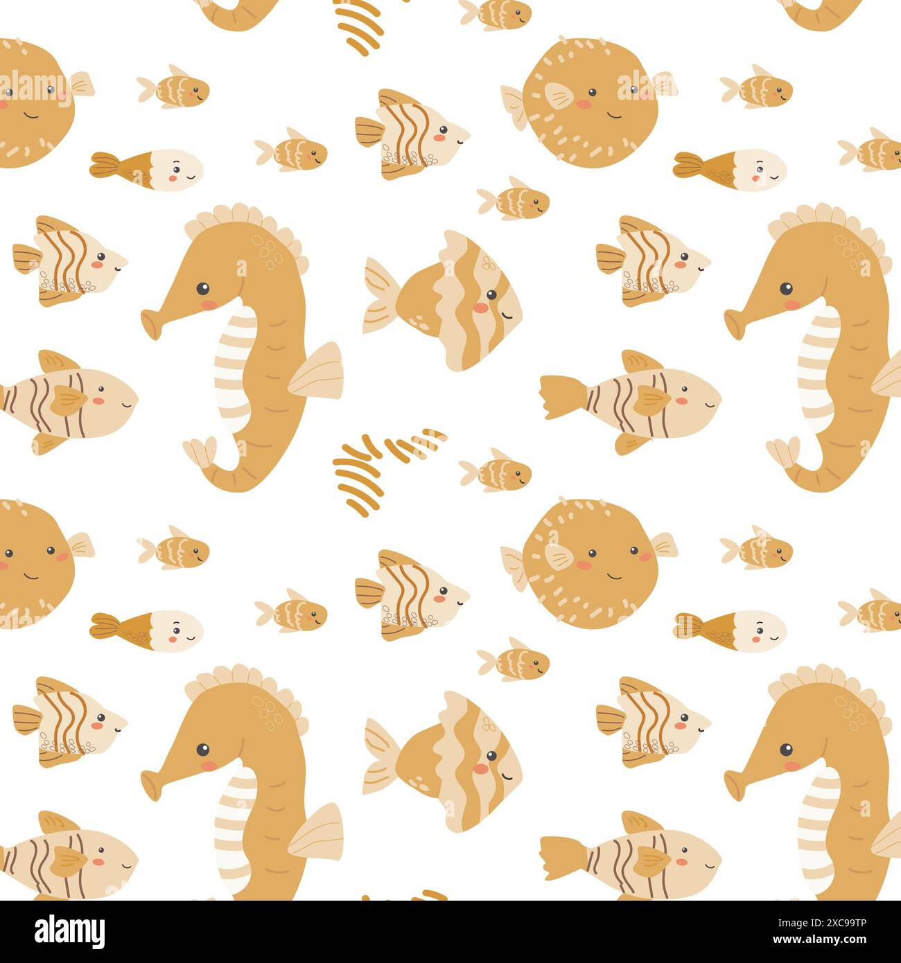 Childrens sea animals pattern, childish ocean marine life seamless ...