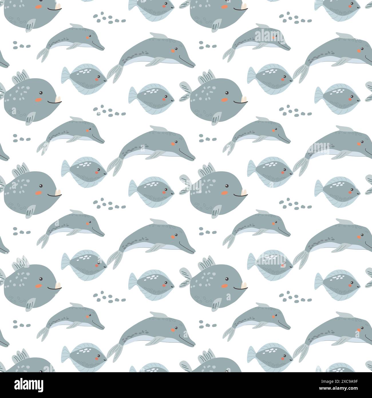 Childrens sea animals pattern, childish ocean marine life seamless ...
