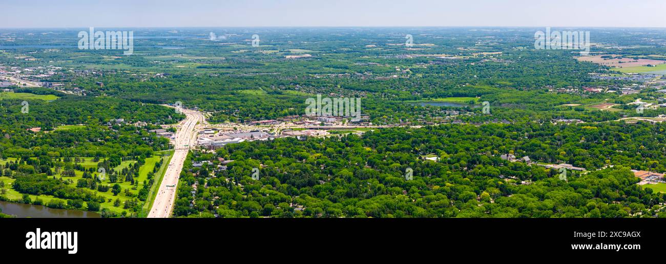 Aerial panoramic photograph of Madison, Wisconsin looking towards the ...