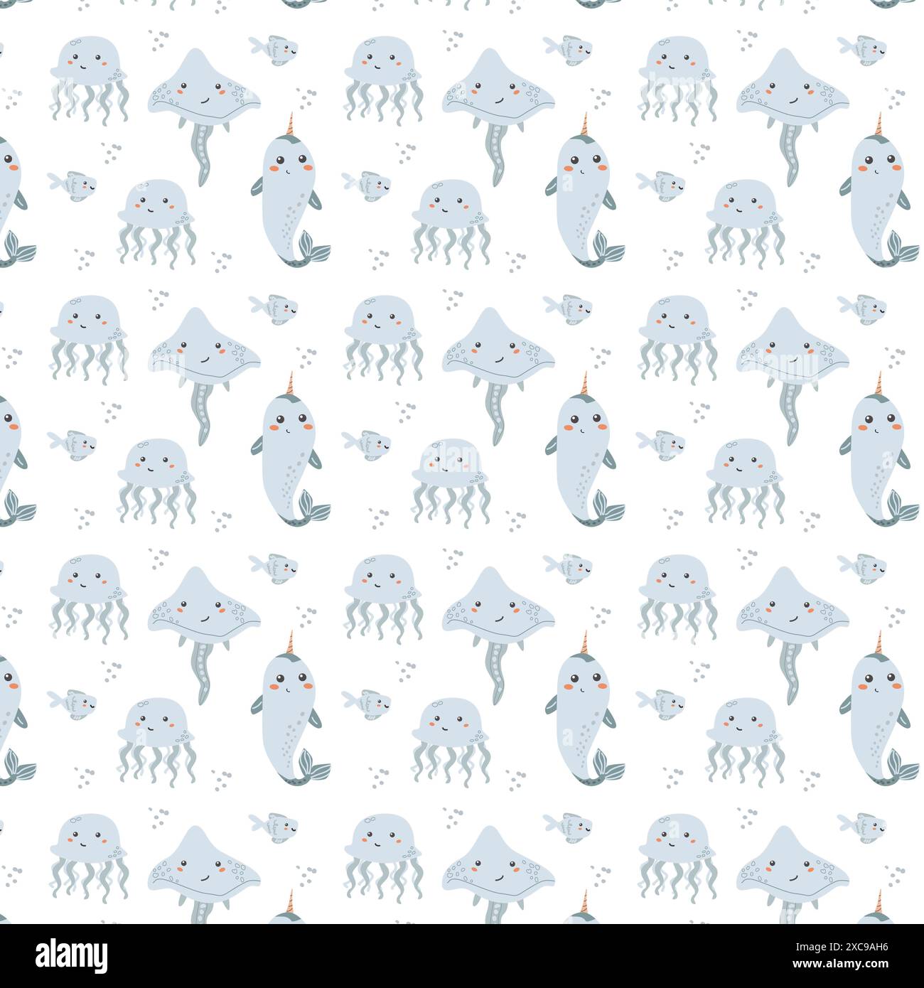 Childrens sea animals pattern, childish ocean marine life seamless ...