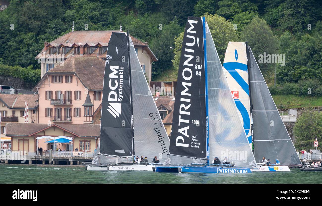 Geneva Switzerland, 15th June 2024. competitors arrive at mid race at ...