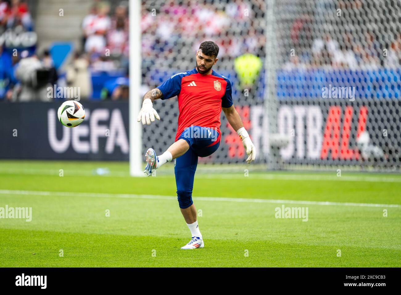 Berlin, Germany. 15th June, 2024. Goalkeeper David Raya of Spain is ...