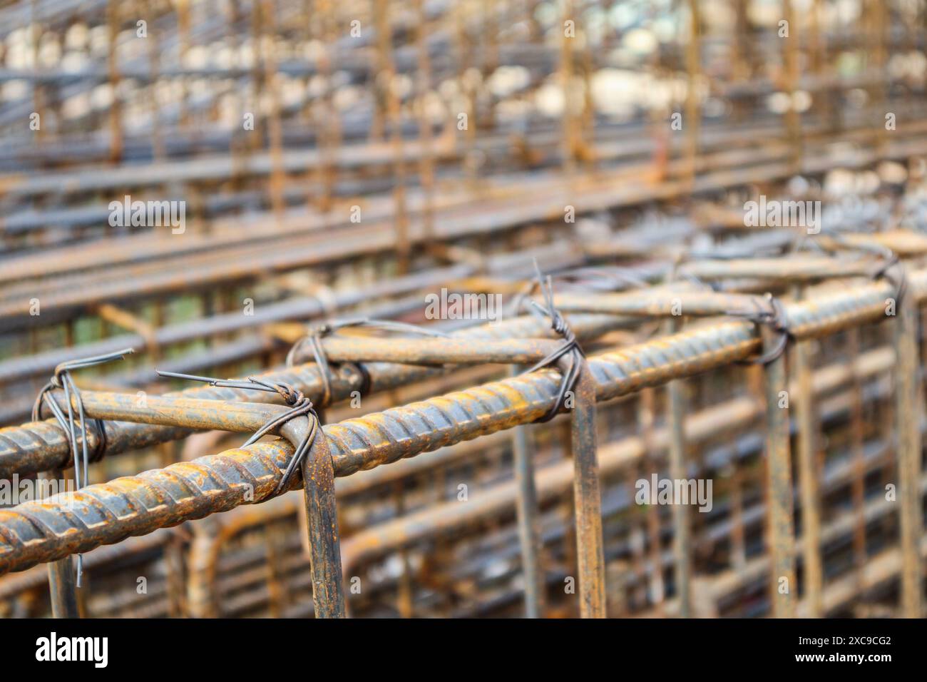 steel rebar for reinforced concrete at building construction site Stock ...