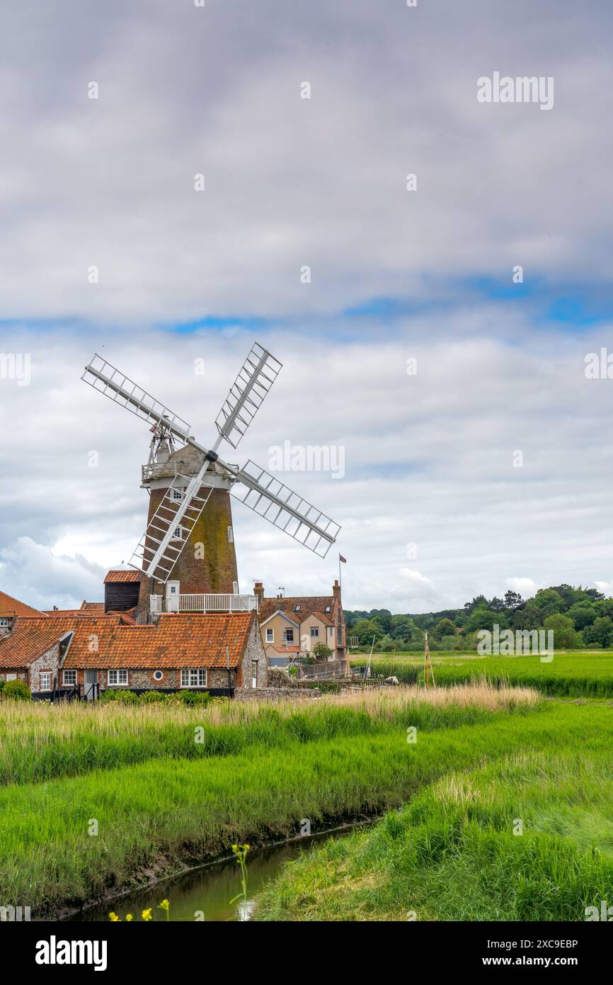 Cley mill in Cley next the Sea in North Norfolk in the UK in portrait ...