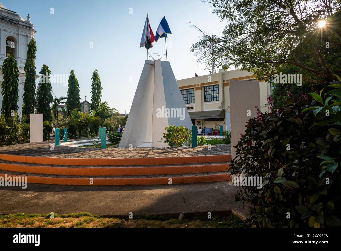 Sandinista Memorial to the Heroes and Martyrs of Leon, a white pyramid ...