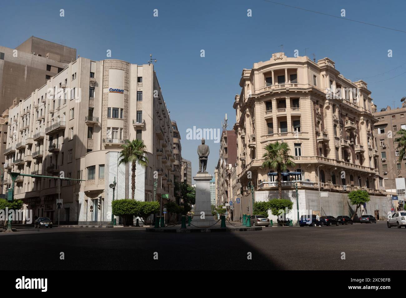 Cairo, Egypt. June 14th 2024 Egyptian landmark statue of Talaat Harb, a ...
