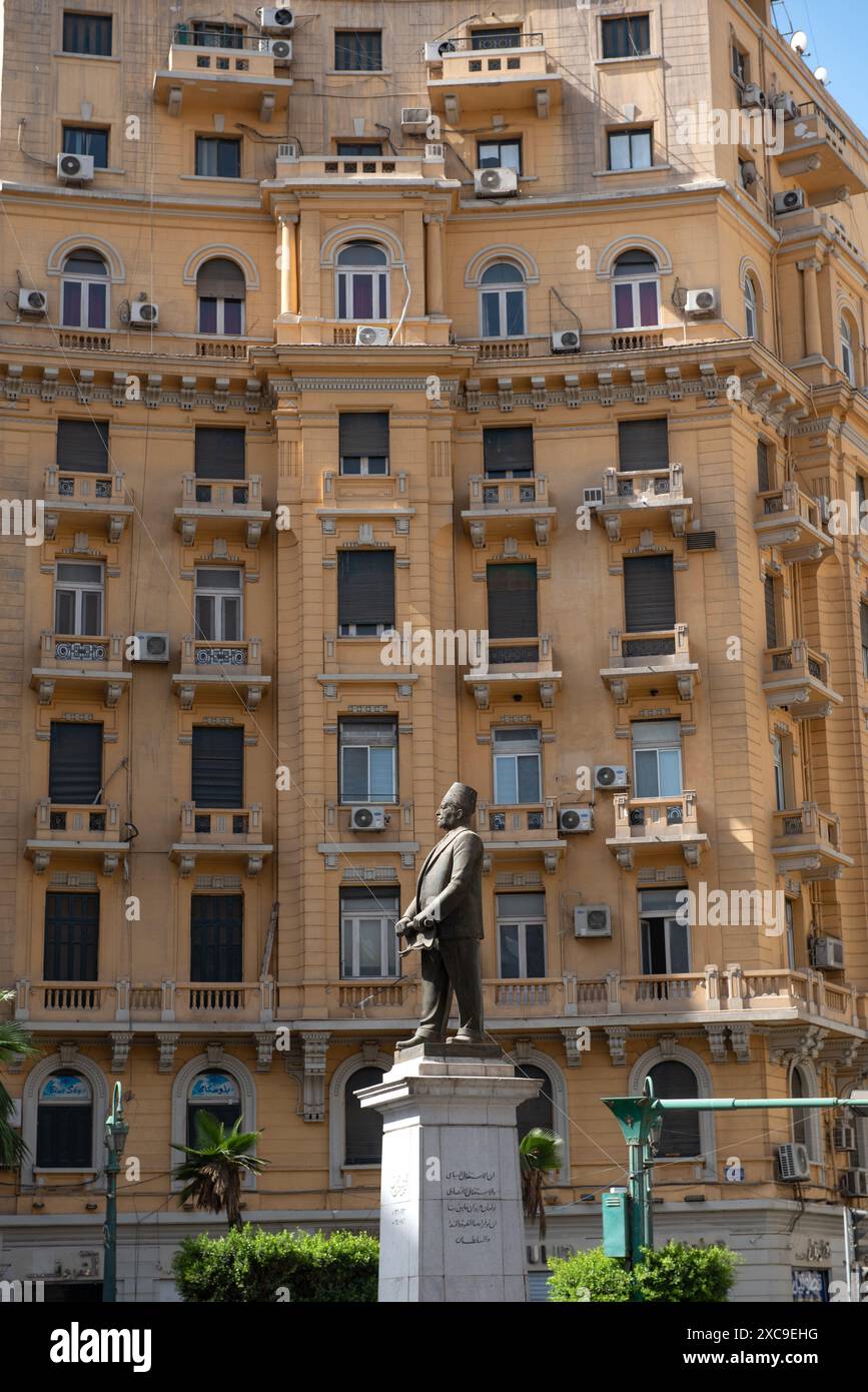 Cairo, Egypt. June 14th 2024 Egyptian landmark statue of Talaat Harb, a ...