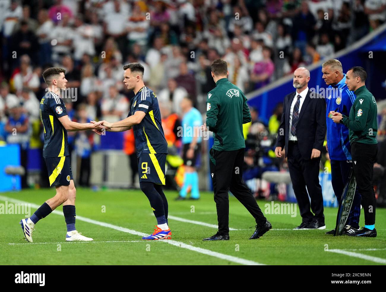 Scotland's Ryan Christie (left) is substituted for Lawrence Shankland ...