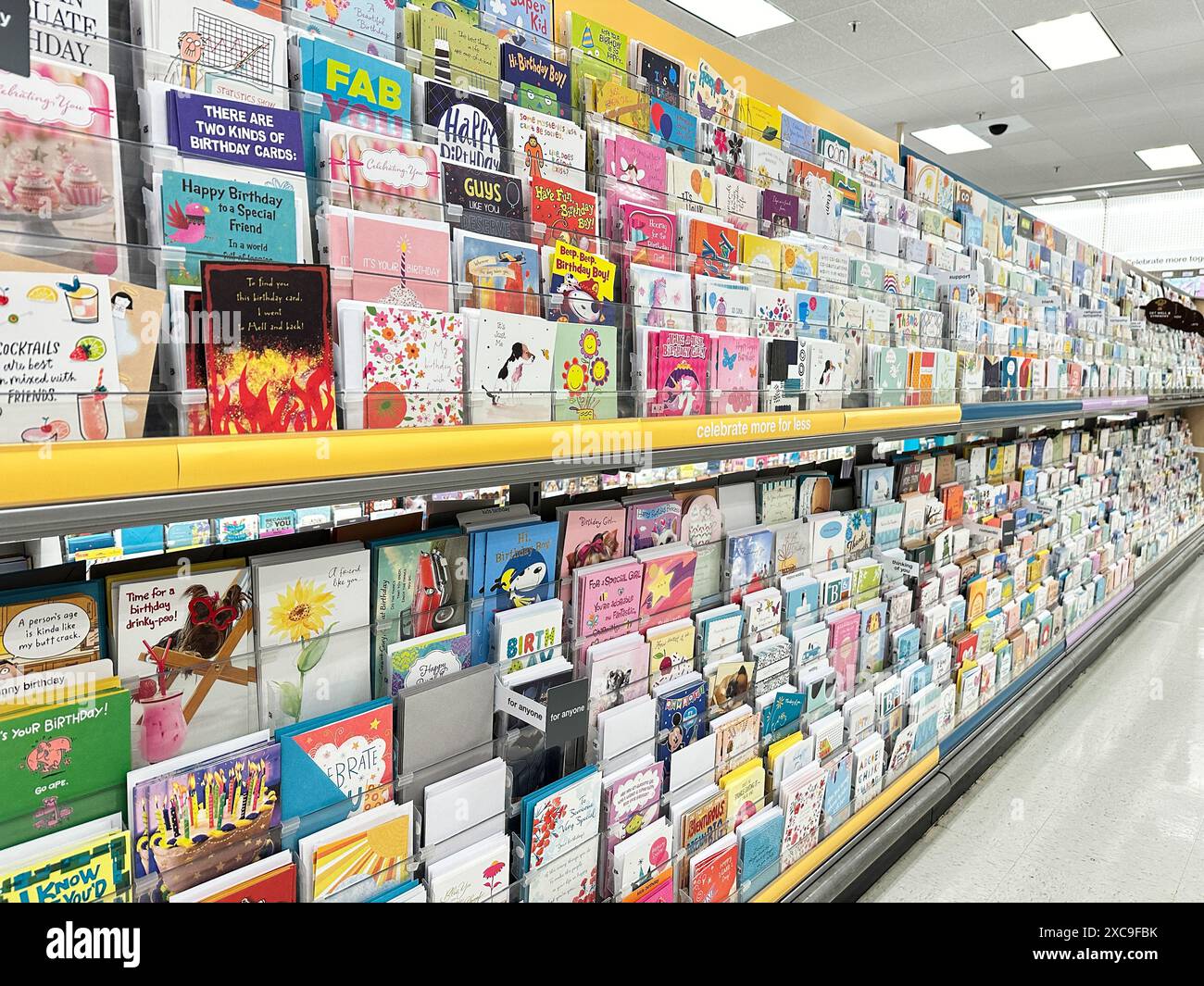 Colorful birthday, new born, greeting card aisle in Target retail store ...