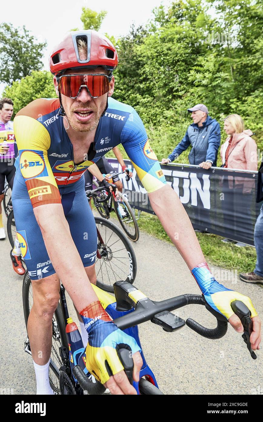 Durbuy, Belgium. 15th June, 2024. Belgian Tim Declercq of Lidl-Trek ...