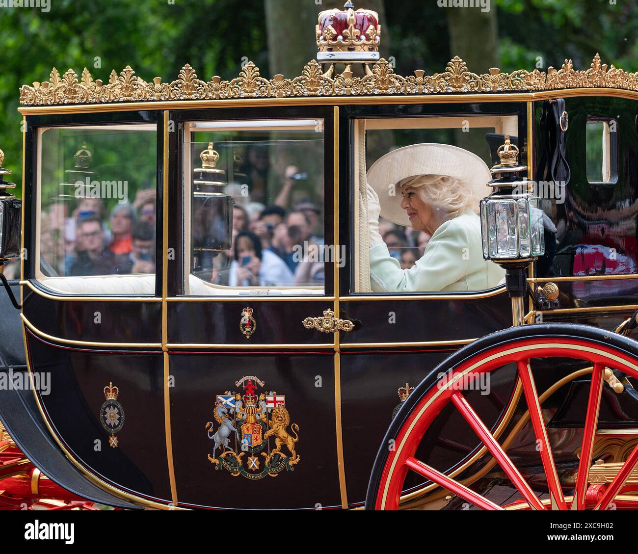 London, UK 15th Jun 2024. The Queen accompanies her husband King ...