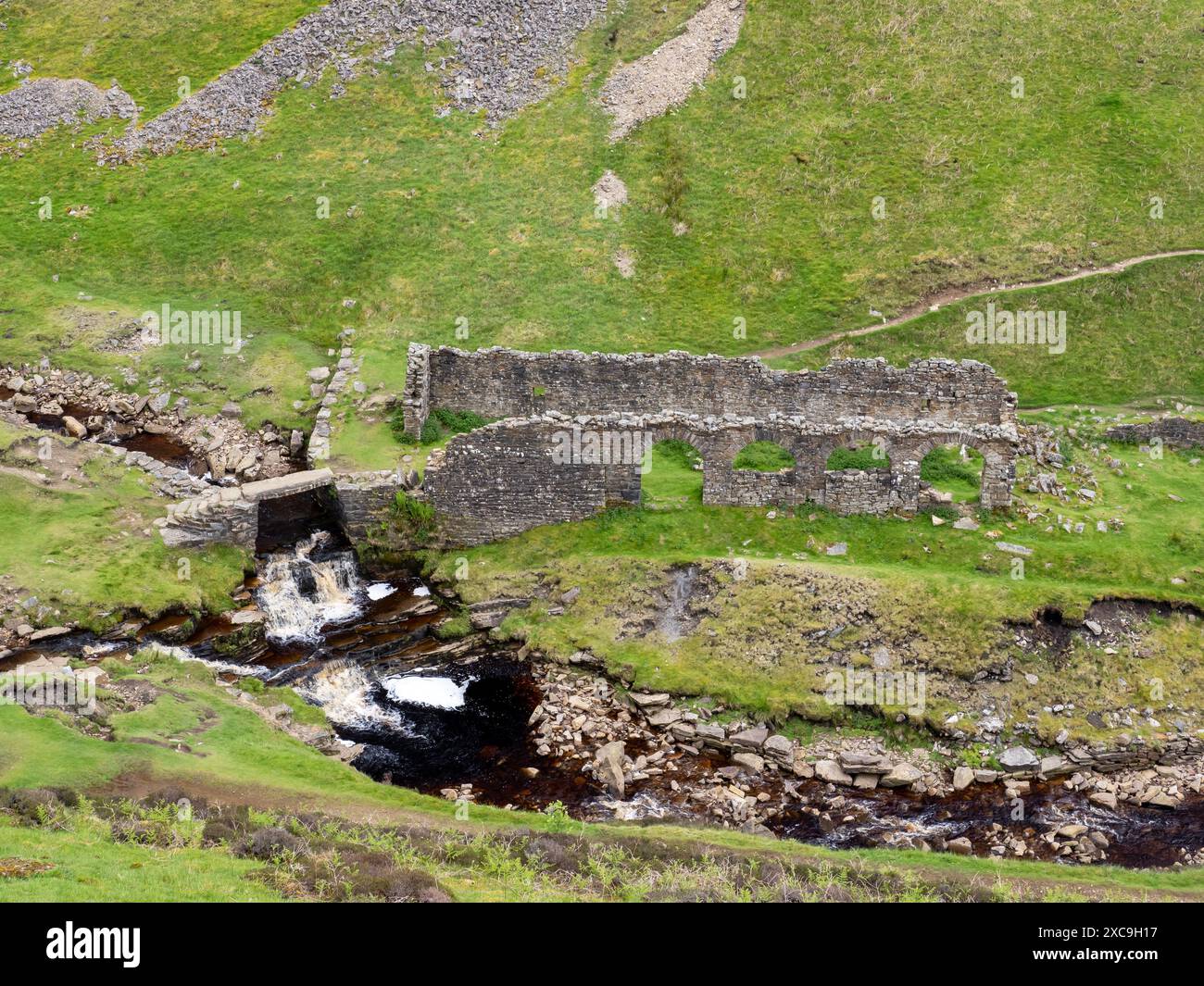 Blakethwaite smelt mill part of an old lead mine in Gunnerside Gill ...