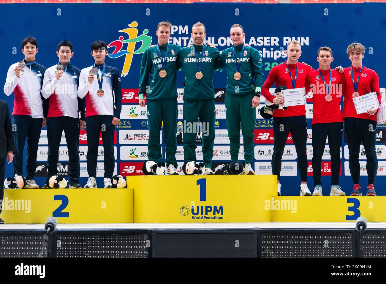 Czech modern pentathletes Martin Vlach, Matej Lukes, Marek Grycz (in ...