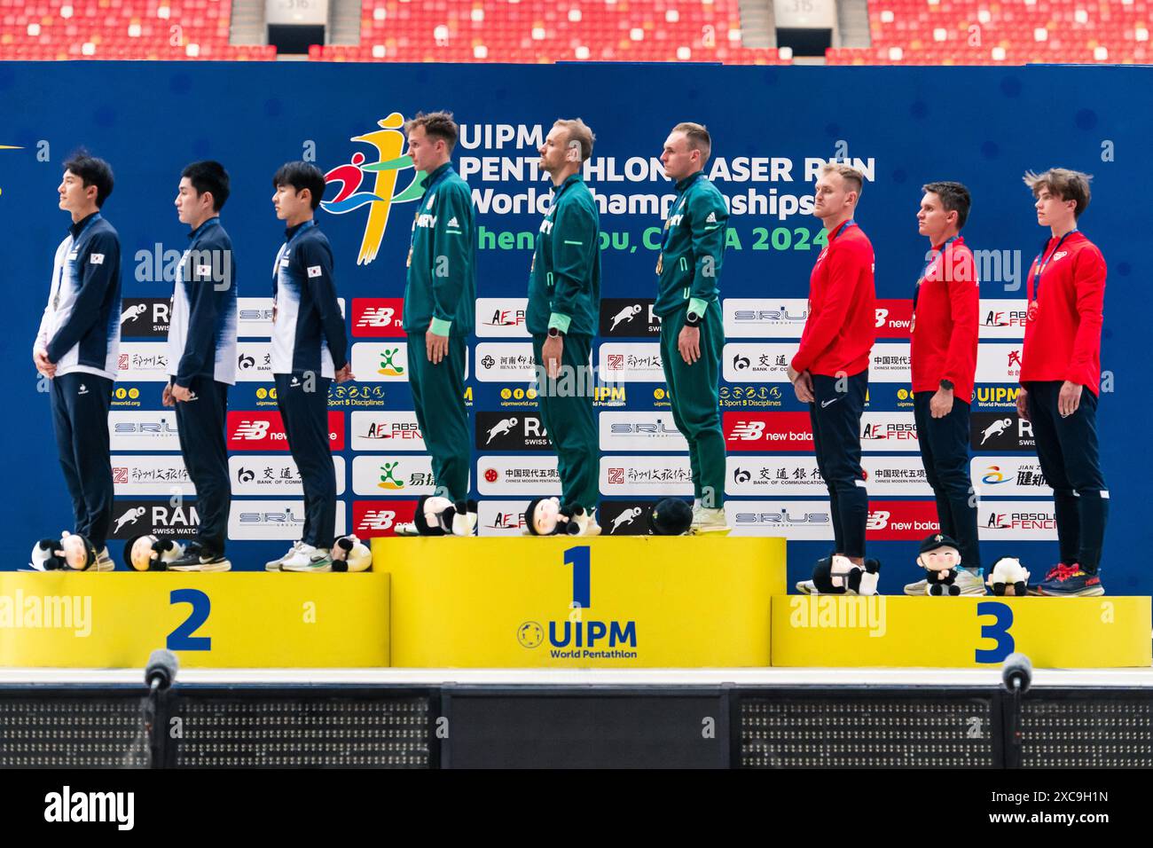 Czech modern pentathletes Martin Vlach, Matej Lukes, Marek Grycz (in ...