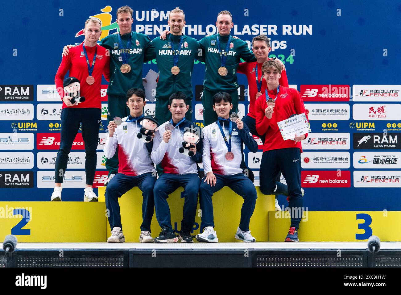 Czech modern pentathletes Martin Vlach, Matej Lukes, Marek Grycz (in ...