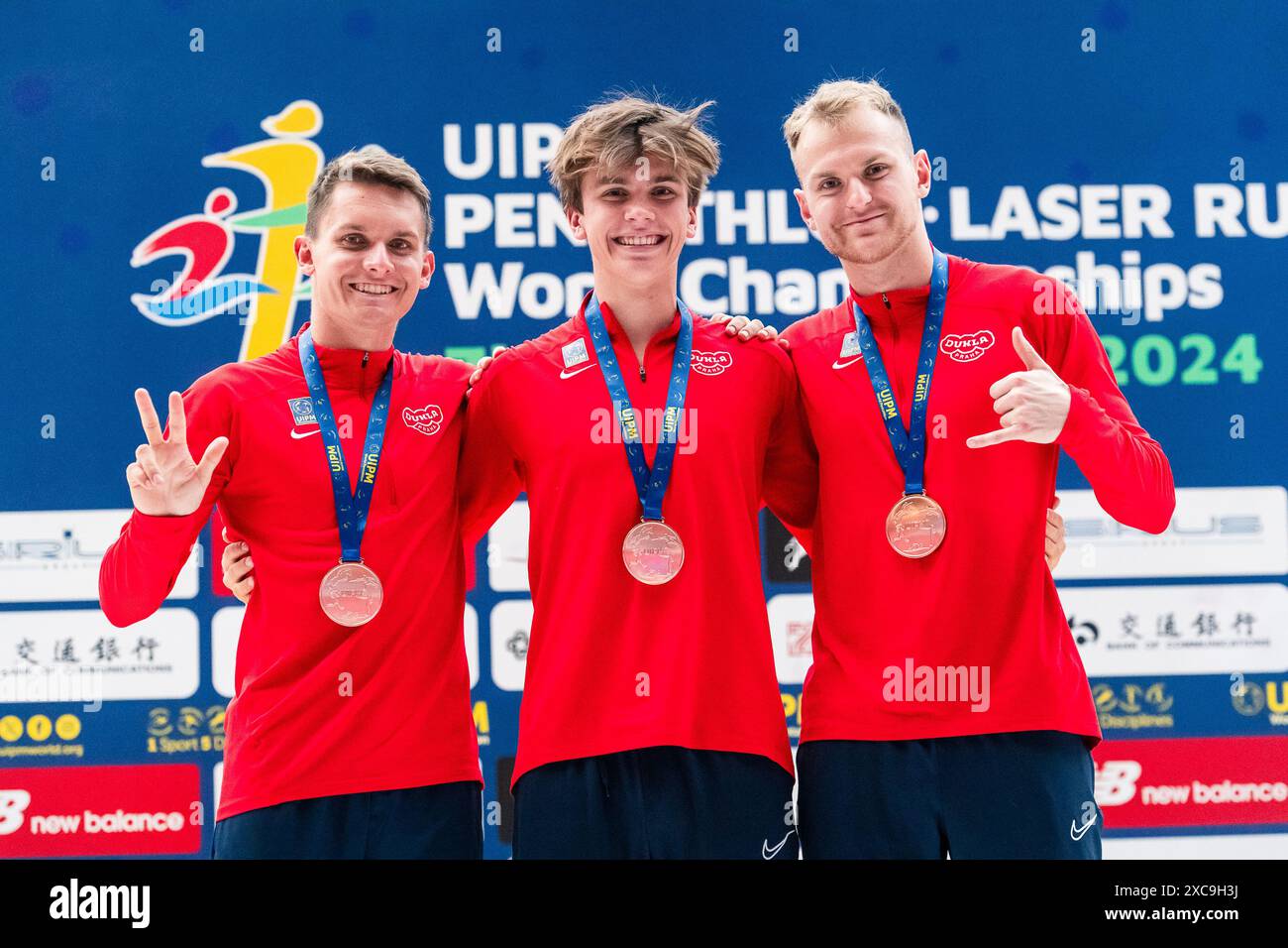 Czech modern pentathletes Martin Vlach, Matej Lukes and Marek Grycz won ...
