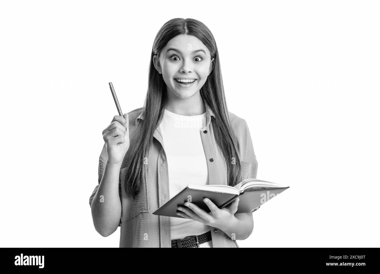 inspired with idea teen girl noting school diary isolated on white ...