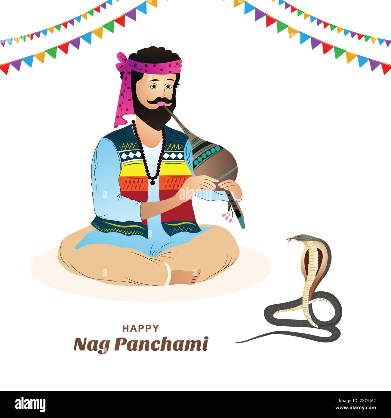 Beautiful hand drawn sapera nag panchami card illustration background ...