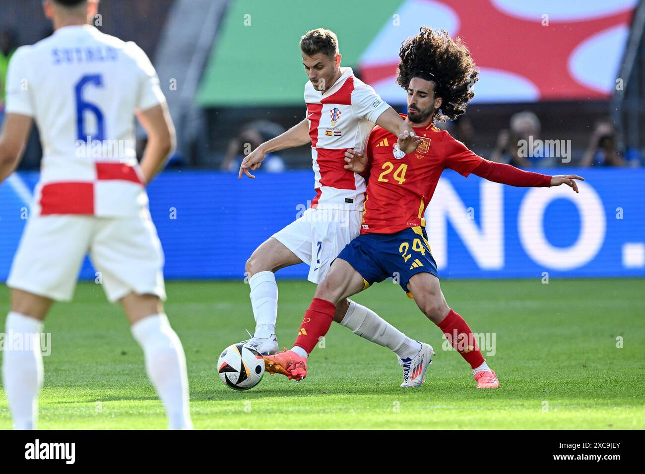 Berlin, Germany. 15th June 2024. Josip Stanisic of Croatia competes for ...