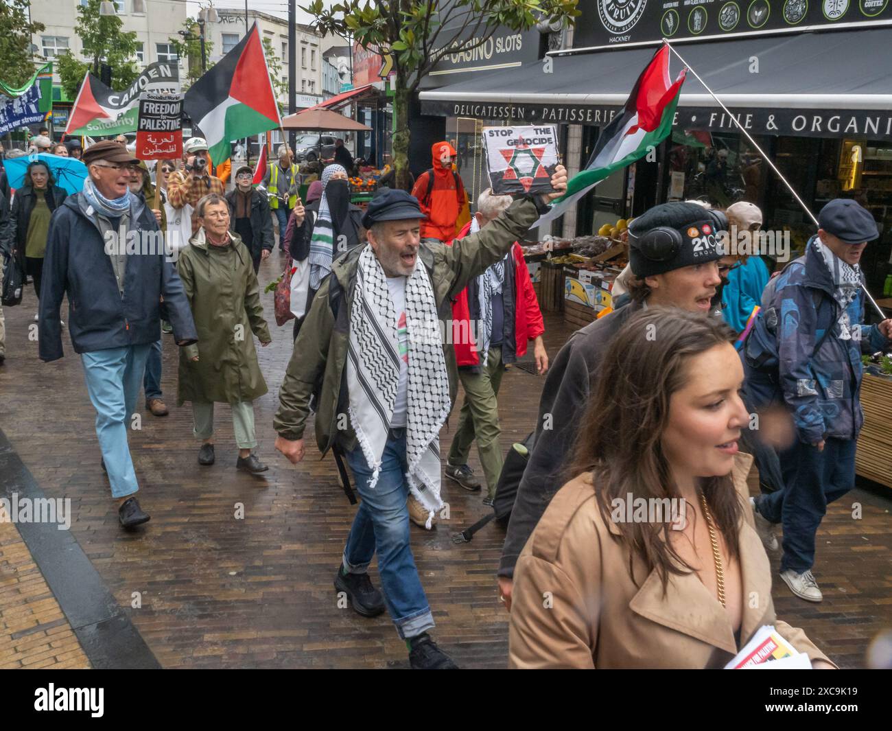 London, UK. 15 June 2024. People met in Gillett Square, Dalston in ...
