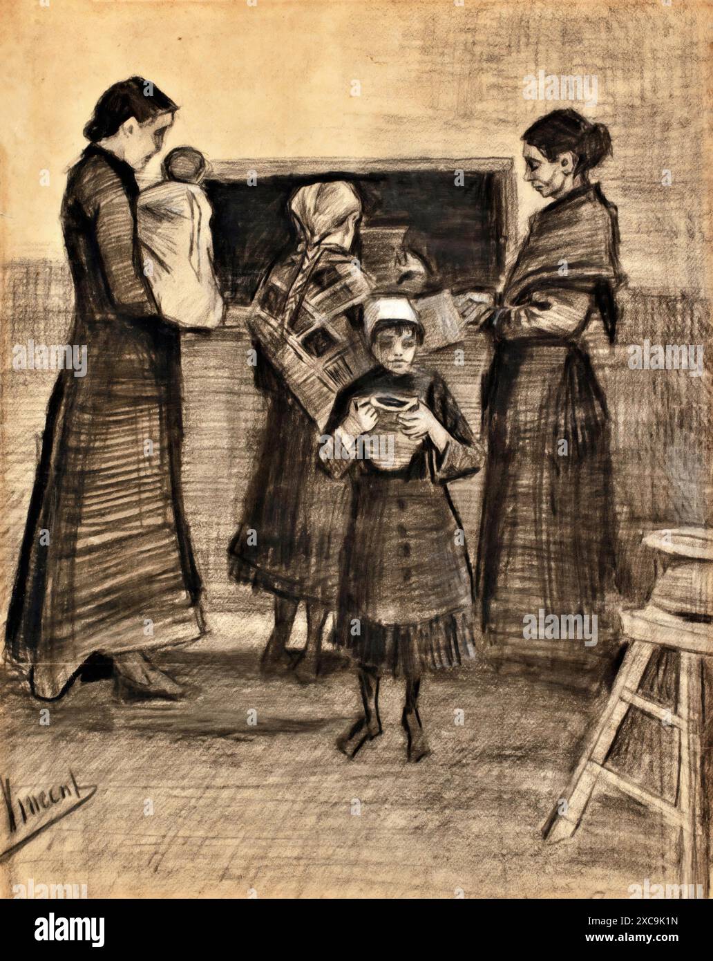 Soup Distribution in a Public Soup Kitchen, 1883 (Painting) Artist Gogh ...