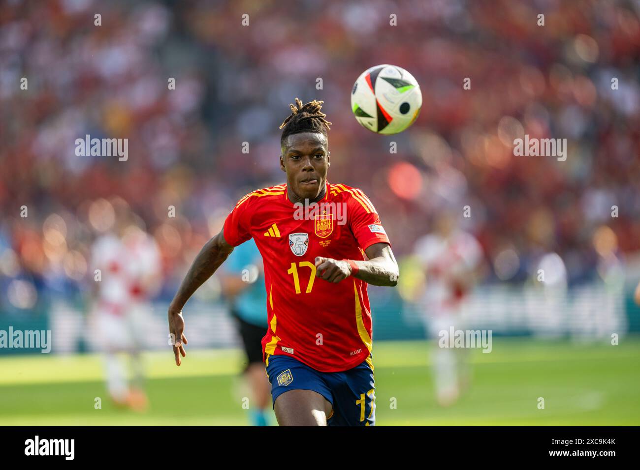Berlin, Germany. 15th June, 2024. Nico Williams (17) of Spain seen ...