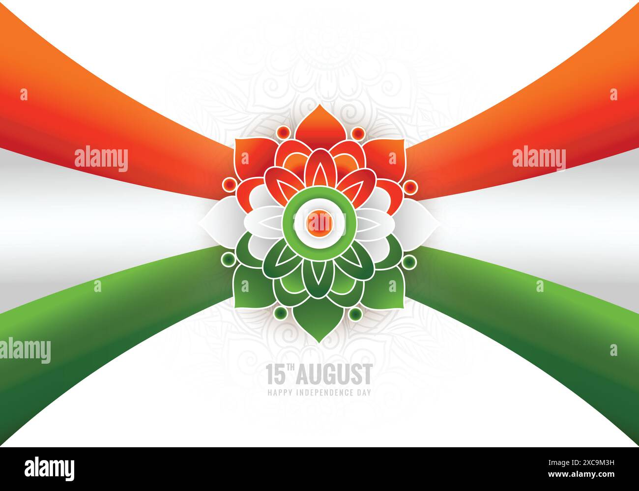 Beautiful tricolor mandala floral with indian flag wave card background ...